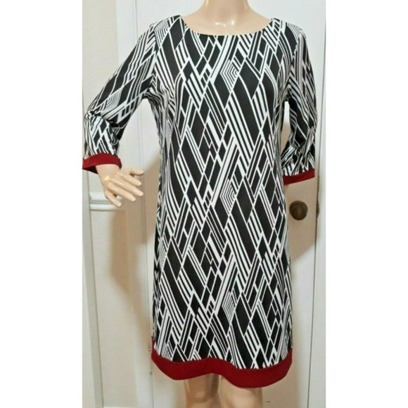 Sandra Darren | Dresses | Womans Sz 8 Blackwhite Sheath Dress With ...
